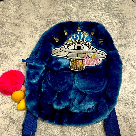 Zara | Accessories | Zara Girl Furry Backpack With Front Pockets And 3 ...
